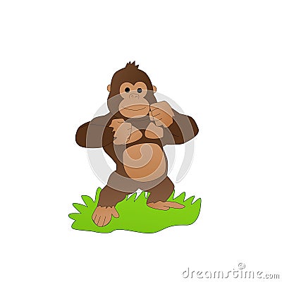 Gorilla Beating Chest In Display Of Strength And Dominance Cartoon ...