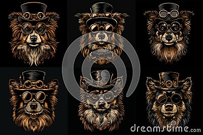 Punk Pooch. Steampunk Dog Strutting In Hat And Goggles Stock ...