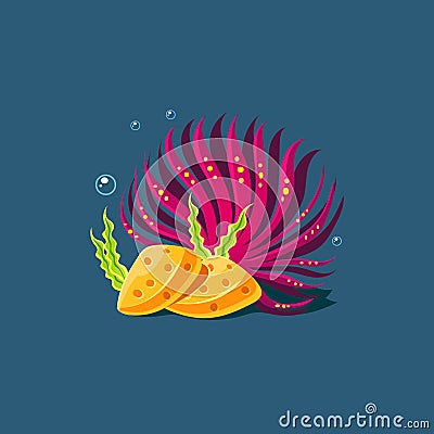 Purple Algae And Rocks Cartoon Vector | CartoonDealer.com #68630851