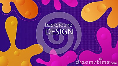 Purple Fluid Background Design. Liquid Ameoba Shapes Composition. Funky ...
