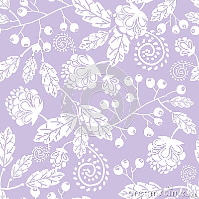 Purple Line Art Flowers Seamless Pattern Vector Illustration ...