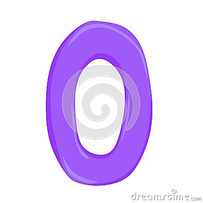Purple Number 0 In Cartoon Style, Color Number Zero As A Balloon, Fun ...