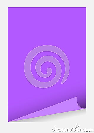 Purple A4 Paper Blank Curl Corner Template Isolated On White Background ...
