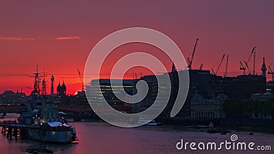 Purple Sky after Sunset in London Stock Footage - Video of thames ...