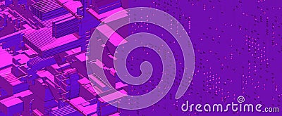 Purple Techno Cyber Background. Pink Digital Surfaces With 3d Render ...