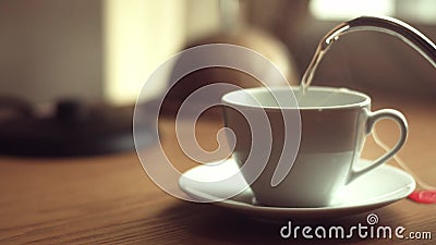 Put a Tea Bag into a Cup. Pouring Boiling Water Stock Video - Video of ...
