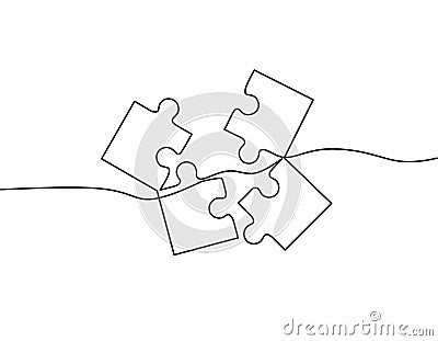 Puzzle One Line Drawing Vector Illustration | CartoonDealer.com #226578888