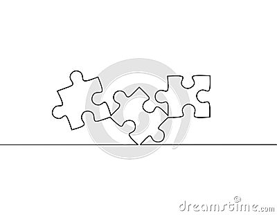 Puzzle One Line Drawing Vector Illustration | CartoonDealer.com #226578906