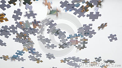 Puzzle Pieces Falling Down. Glass Transparent Background. Pieces of ...