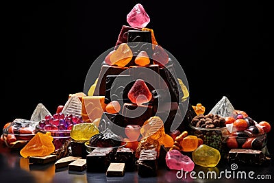 A Pyramid Of Assorted Candies Labeled As A Food Pyramid Royalty-Free ...