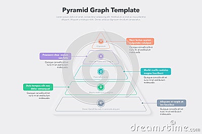 Pyramid Graph Template With Five Colorful Steps Vector Illustration ...