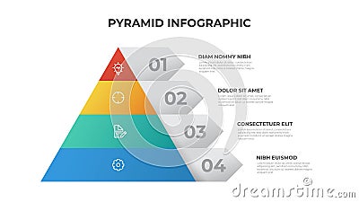 Pyramid Infographic Template With 4 List And Icons, Layout Vector For ...