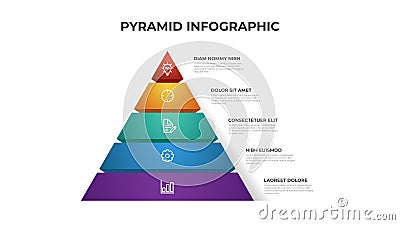 Pyramid Infographic Template With 5 List And Icons, Layout Vector For ...