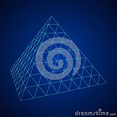 Pyramid Molecular Grid Wireframe Vector Illustration | CartoonDealer ...