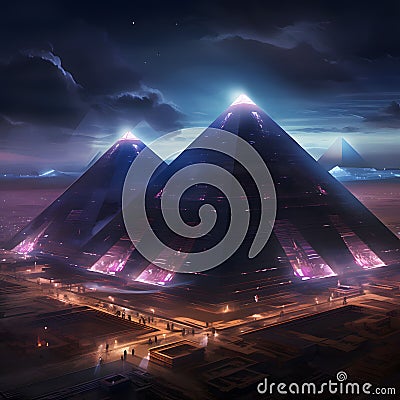 Pyramids Of Giza Converted Into Colossal Power Generators. AI-generated ...