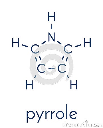 Pyrrole Heterocyclic Organic Molecule. Skeletal Formula. Cartoon Vector ...