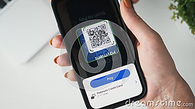 QR Code Payment. Using a Mobile Phone To Scan a QR Code Tag and Make a ...