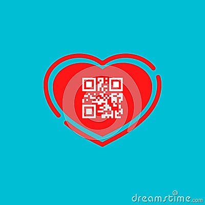 QR Code In Red Heart Stock Vector - Image: 87444843