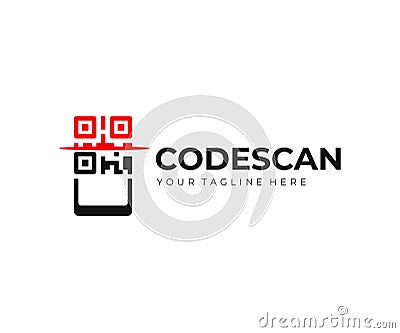 QR Code Scanning Logo Design. QR Code Scanner On Smartphone Vector ...