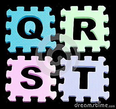 QRST Alphabet Learning Blocks Isolated Black Stock Photography ...