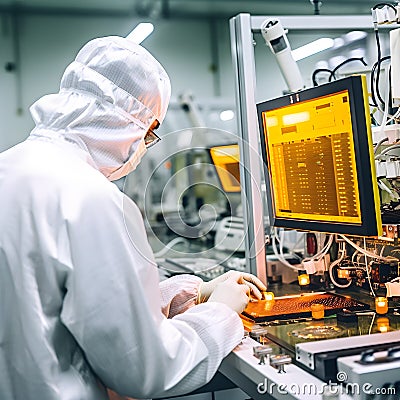 Quality Control Station Within The Factory, Where Technicians Are ...