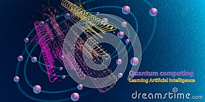Quantum Computer. Abstract Tech Background Concept With Qubit. Learning ...