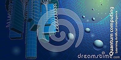 Quantum Computer. Abstract Tech Background Concept With Qubit. Learning ...