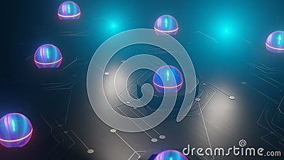 Quantum Computer Circuit At Work, Qubits, System Board Macro ...