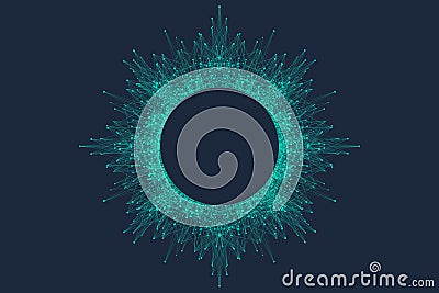 Quantum Computer Technology Concept. Sphere Explosion Background. Deep ...