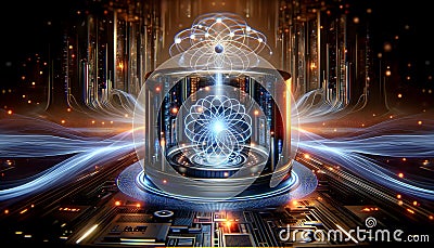Quantum Supremacy Unveiled By Futuristic Quantum Computer. Created With Generative AI Royalty ...