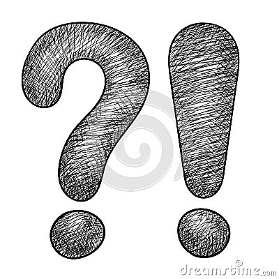 Question And Exlamation Marks. Hand Drawn Sketch In Grunge Style ...