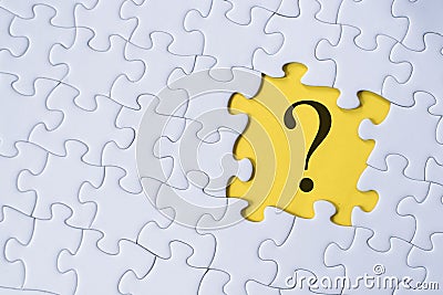 Question Mark On Jigsaw Puzzle With Yellow Background Stock Photography ...
