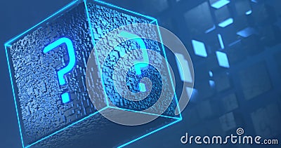 Question Mark. Rotation of a Technological Cube with a Question Mark ...