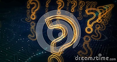 Question Mark Search and Quest Symbols Loop Cyber Concept Stock Video ...