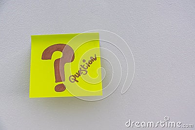 Question Mark And Question Text Hand Wrote On Post-it Note. Minimal ...