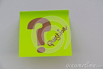 Question Mark And Question Text Hand Wrote On Post-it Note. Minimal ...