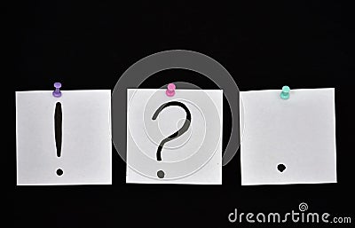 Question Marks Exclamation Point And Dot On Bloy Note Stock Image ...