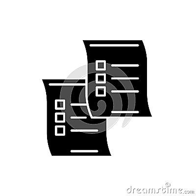 Questionnaires Black Icon, Vector Sign On Isolated Background ...