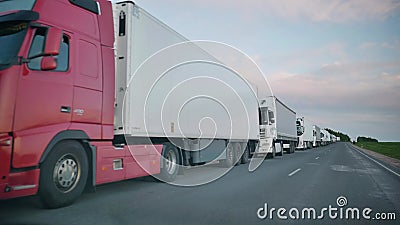 Queue at the Border of Trucks. Stock Footage - Video of truck, queue ...