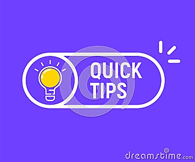 Quick Tip Hint Vector Icon Bulb. Fact Tip Idea Line Icon Logo Guide ...