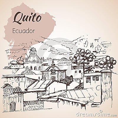 Quito Hand Drawn Sketch. Ecuador. Cartoon Vector | CartoonDealer.com ...