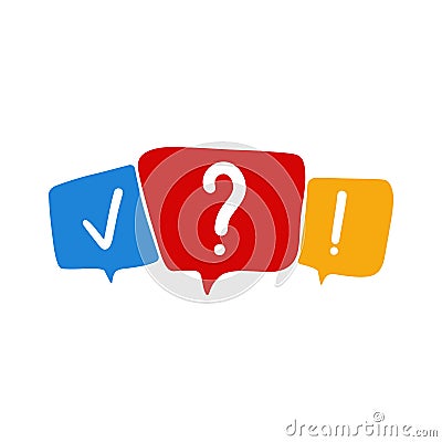 Quiz Poll Mark Icons. Questionnaire Signs Cartoon Flat Bubble Speech ...