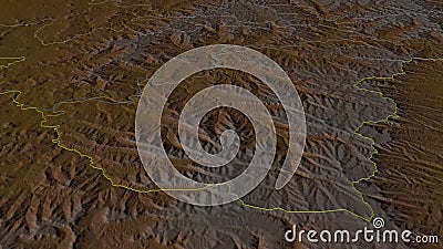 Quthing Extruded. Lesotho. Stereographic Relief Map Stock Video - Video ...