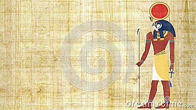 Ra the Egyptian God of the Sun on a Papyrus Background Stock Footage ...