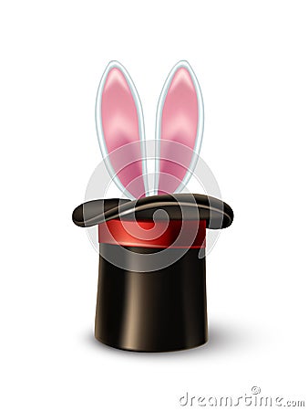Rabbit Ears Appear From The Magic Hat Isolated On White Background ...