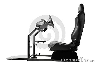 Racing Simulator Cockpit With Seat And Wheel Stock Photography ...