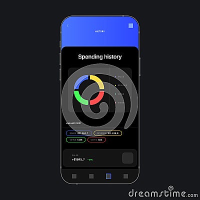 Radial Graph UI Screen Concept. Spending History UI Screen. Circular ...