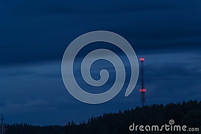 Radio Tower At Night Stock Photo - Image: 41909856
