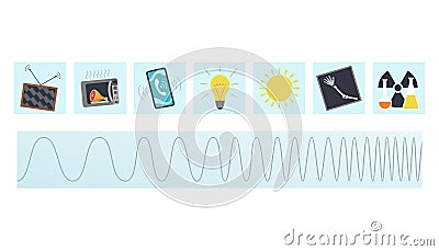 Radio Wave Spectrum Icon Set. Frequency Audio Waveform, Volume Level ...