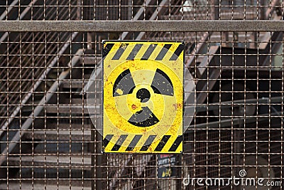 Radioactive Warning Sign On Rusty Fence Royalty-Free Stock Photography ...